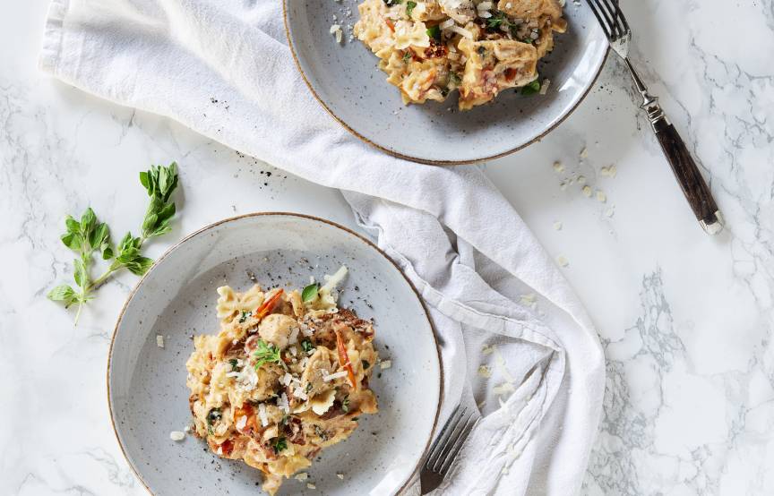 One-Pot Pasta mit Hähnchen und Tomaten aus dem Monsieur Cuisine ...